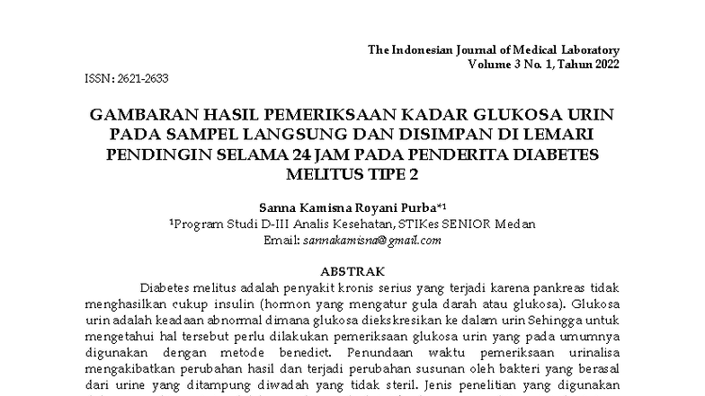 Gambaran Hasil Pemeriksaan Glukosa Urin pada Diabetes Melitus Tipe 2 ...