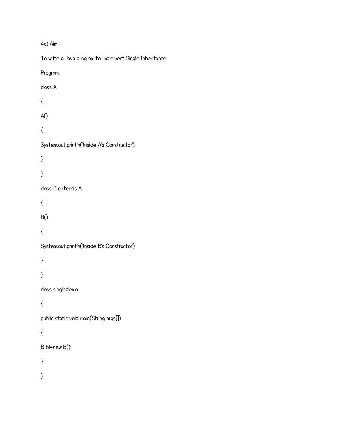 Java Programming: Single Inheritance & Abstract Classes (CS101) - Studocu