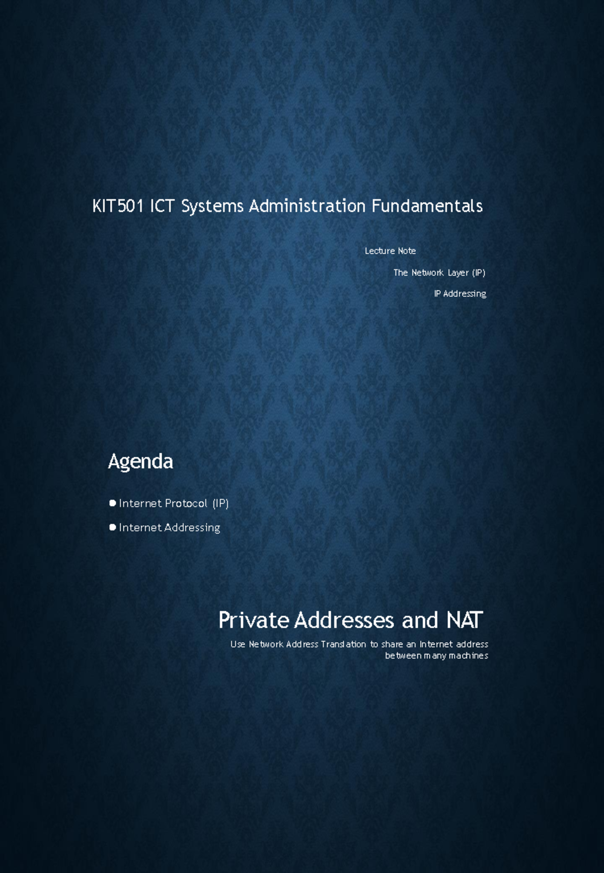 Kit501 summery note 2 - KIT501 - UTAS - Studocu