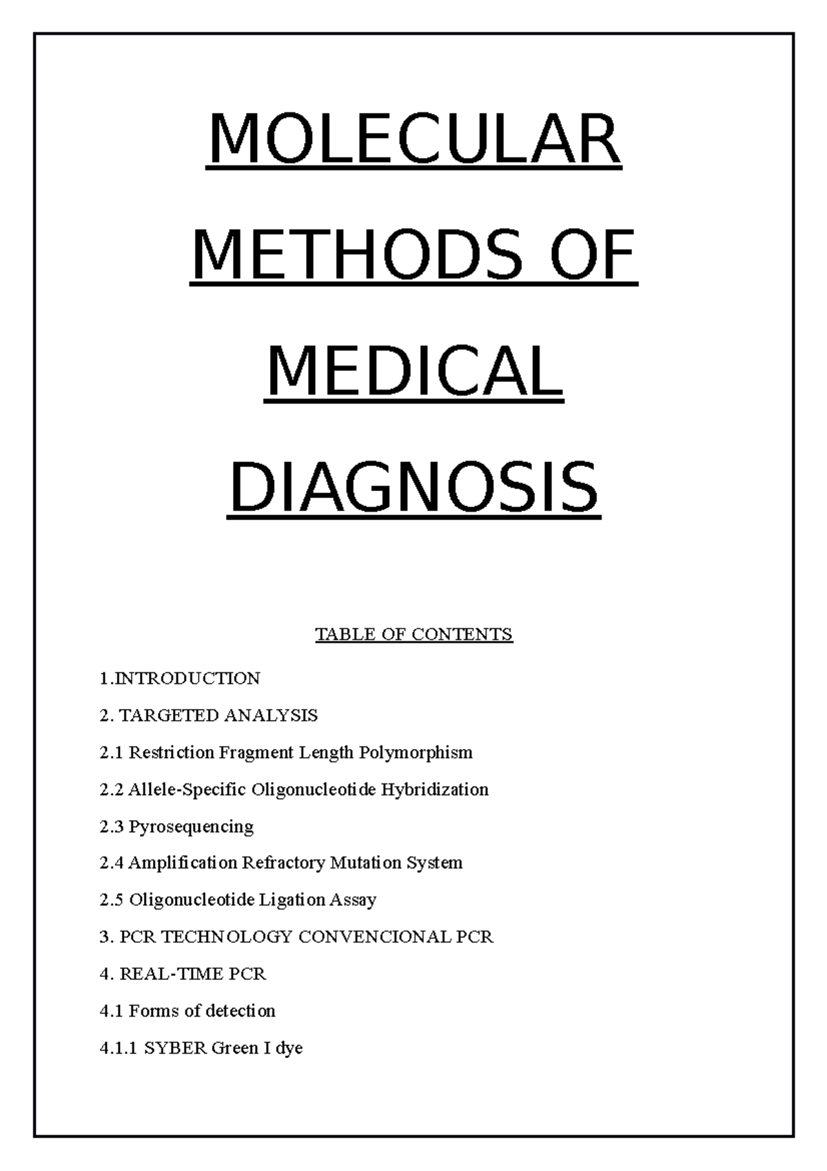Molecular Methods in Medical Diagnosis: Key Techniques and Applications ...