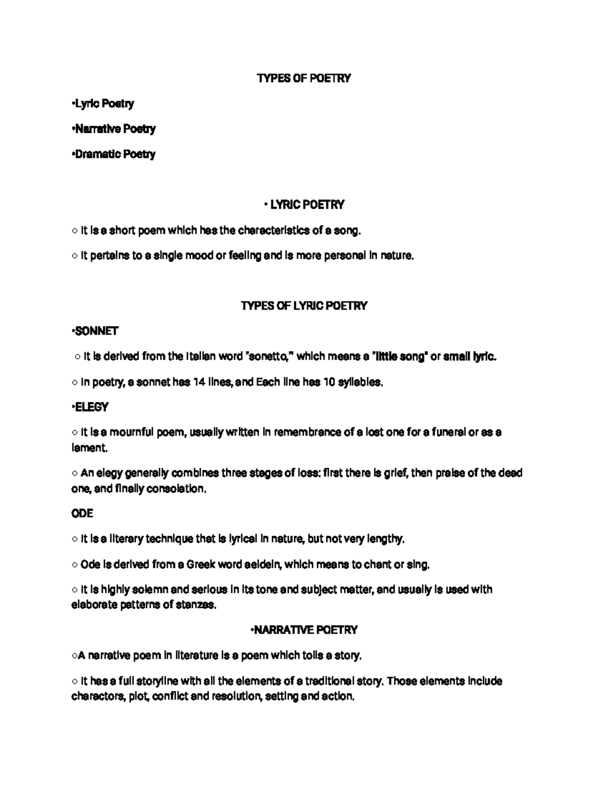 Types OF Poetry-WPS Office - TYPES OF POETRY Lyric Poetry Narrative ...