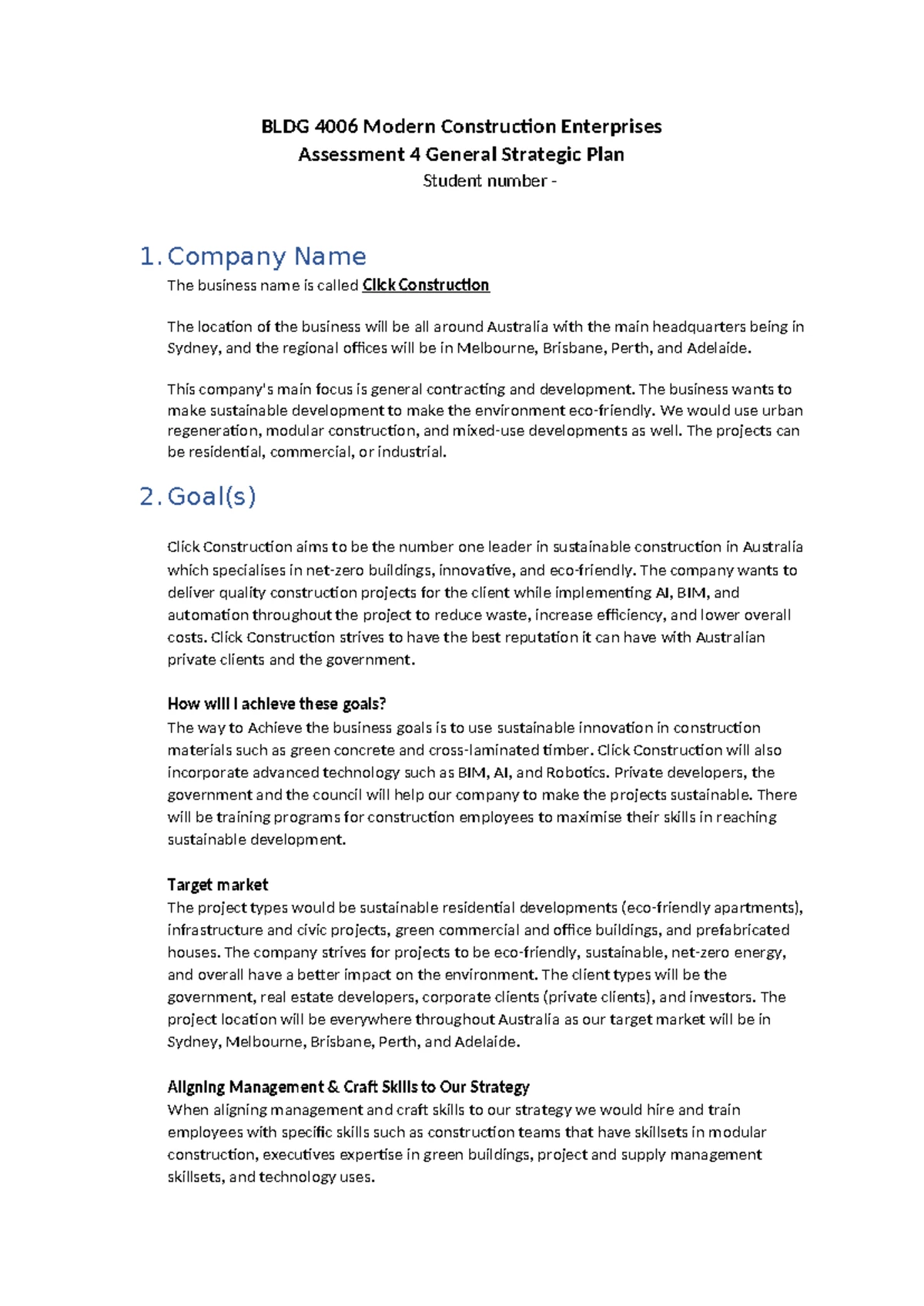 BLDG 4006 Assessment 4: General Strategic Plan Guidelines - Studocu
