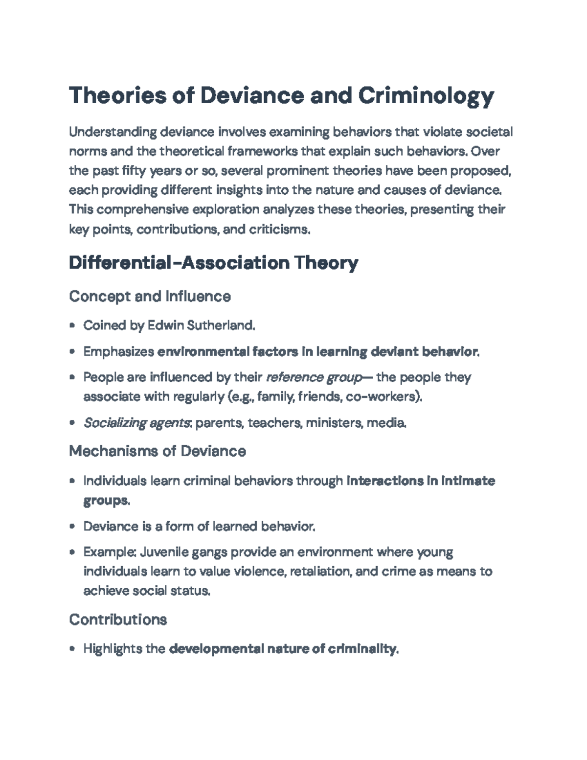 Exploring Theories of Deviance in Criminology: Key Insights and ...