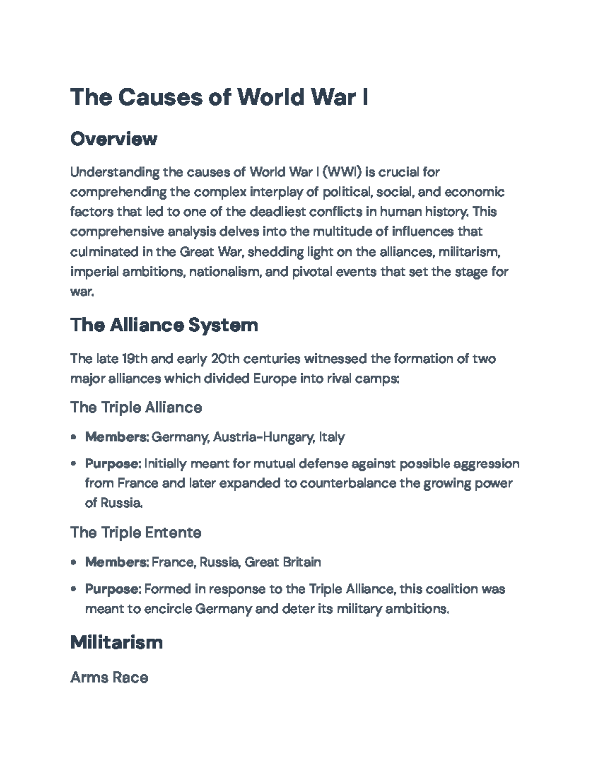 Understanding the Causes of World War I: Alliances, Nationalism & More ...