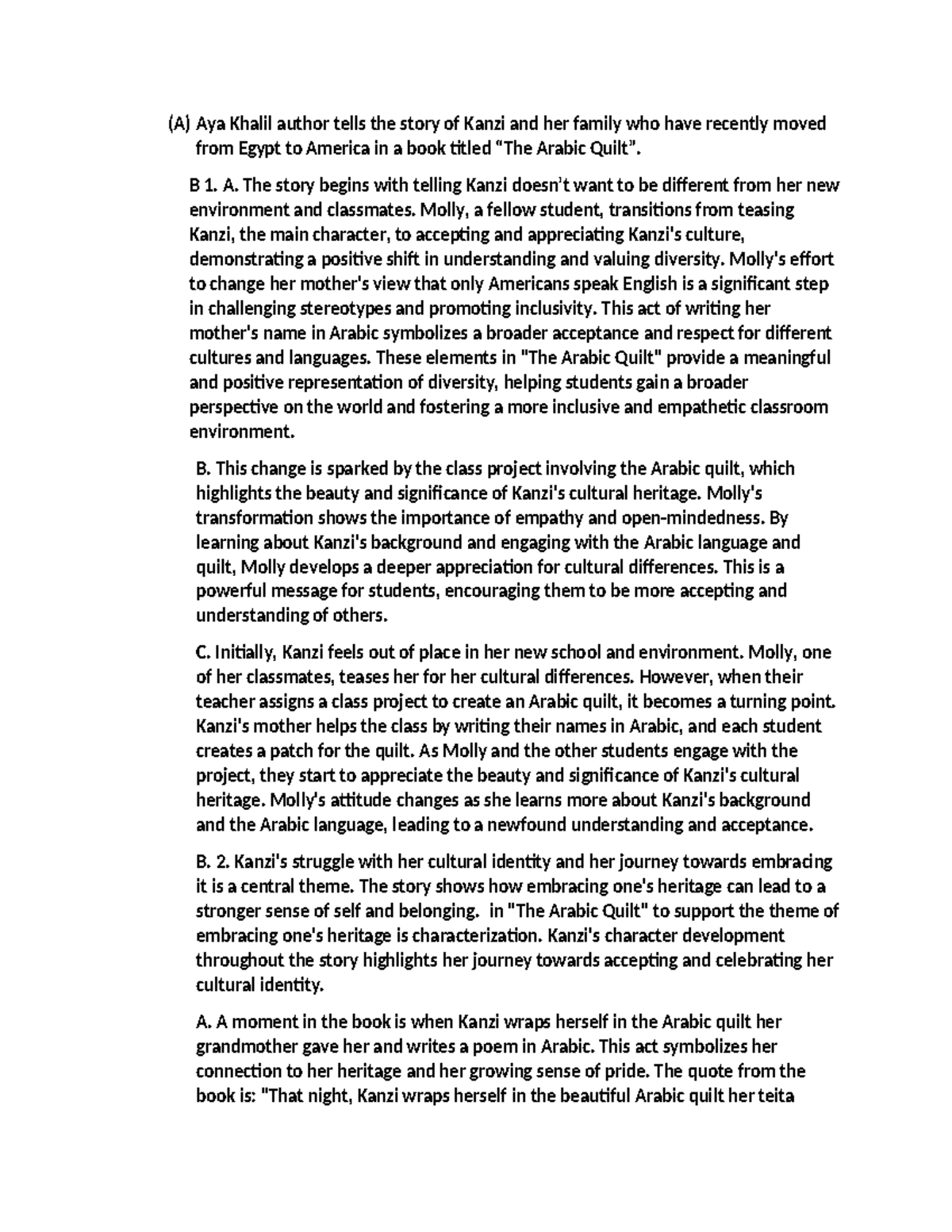 The Arabic Quiltlessonplanfinal - (A) Aya Khalil author tells the story ...