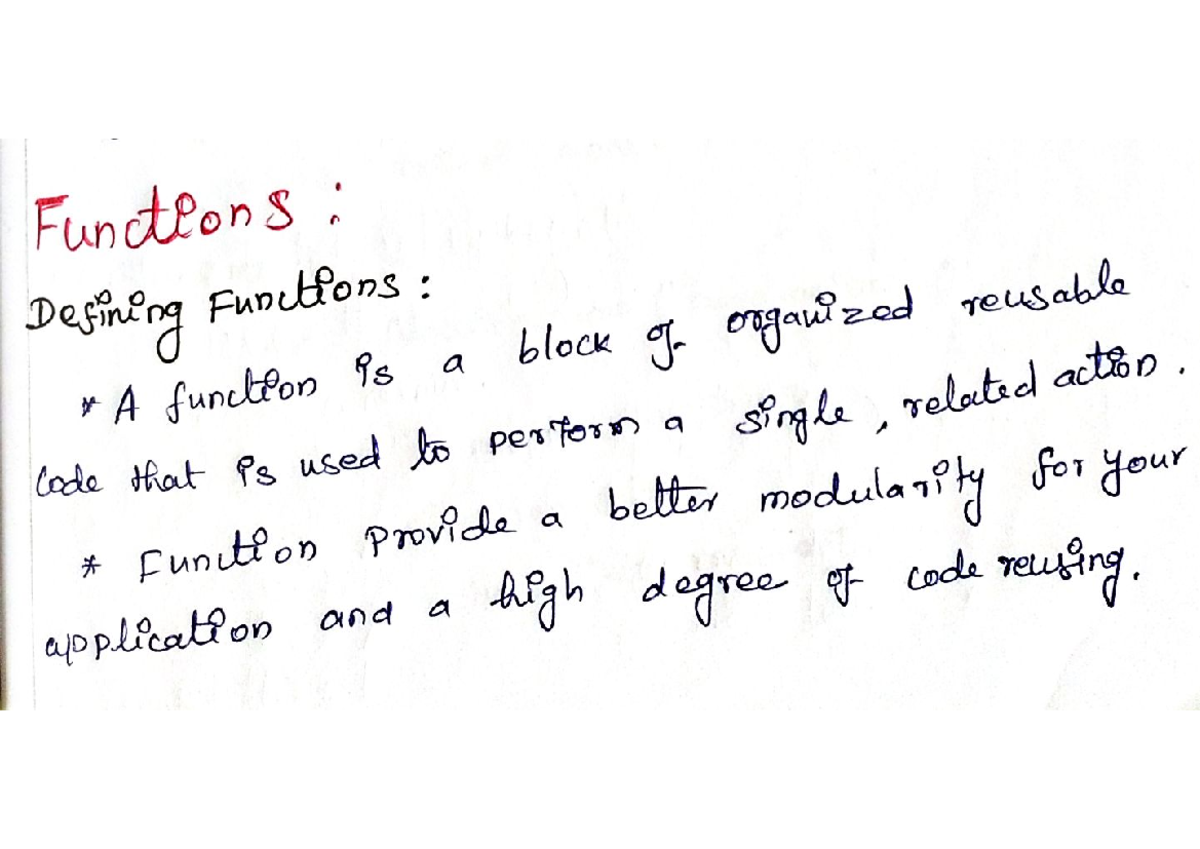 Python Unit 3 - Unit III - Functions : Defining function Functions: is a block of organized ...