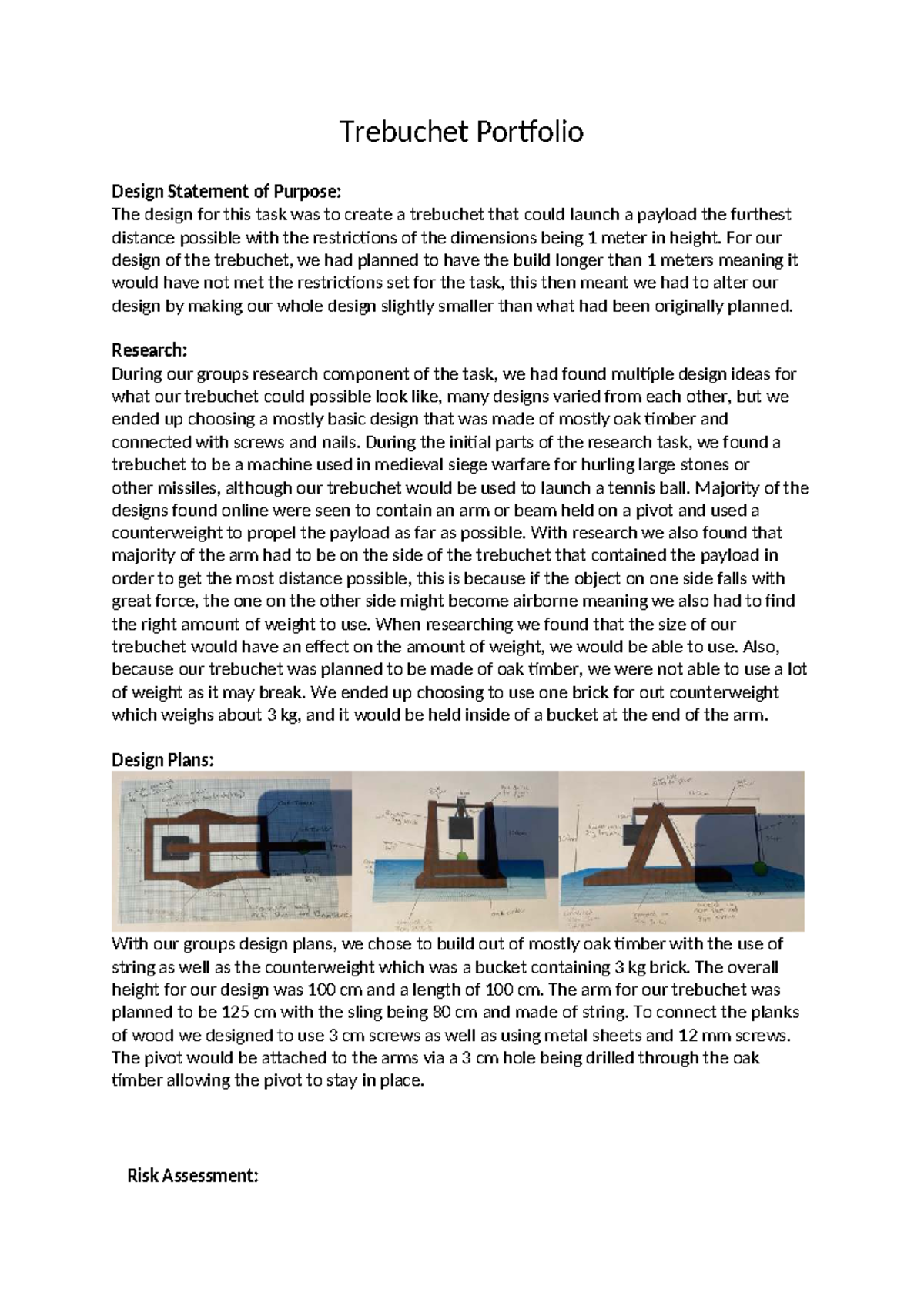 Trebuchet Project Design & Testing Report: Course Code ENG101 - Studocu