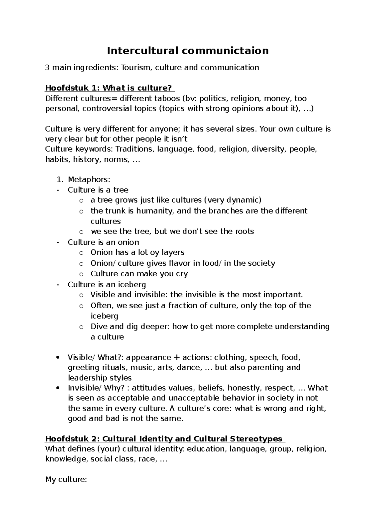 Intercultural Communication: Key Concepts in Culture and Identity - Studocu