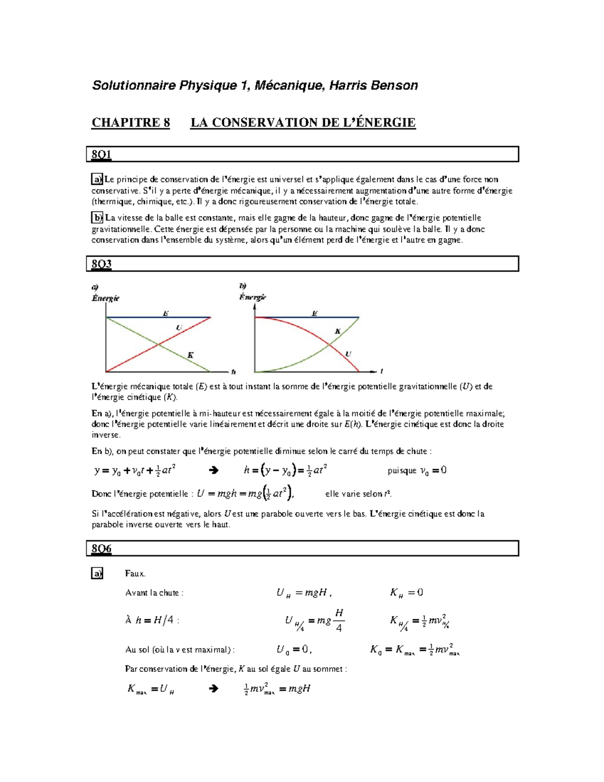 252931080 Benson Physique Mecanique Chapitre 8 - Solutionnaire Physique ...