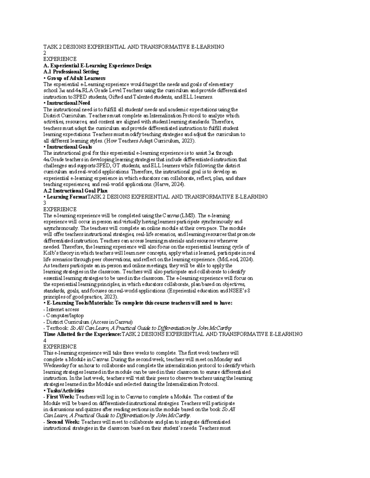 Task 1 D297 - Designing an Inclusive E-Learning Experience for ESL ...