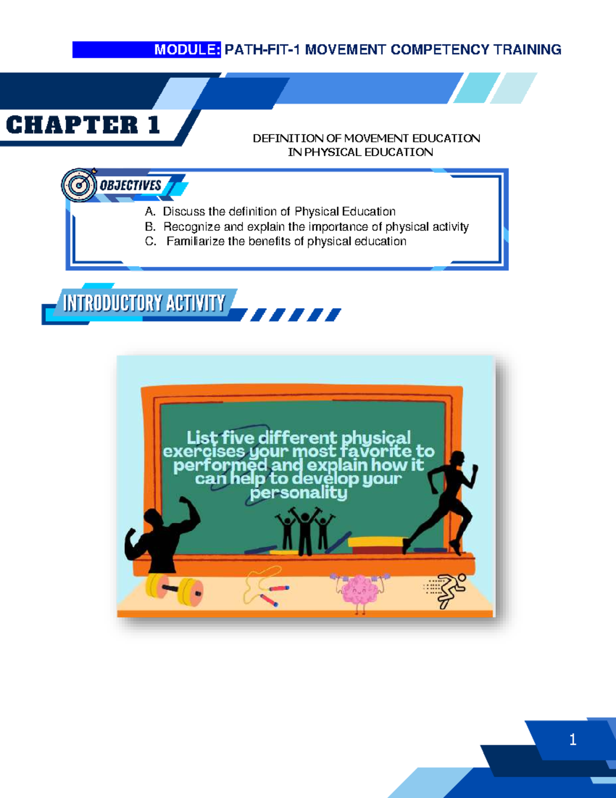 PATH-FIT-1: Chapter 1 - Understanding Movement Competency in PE - Studocu