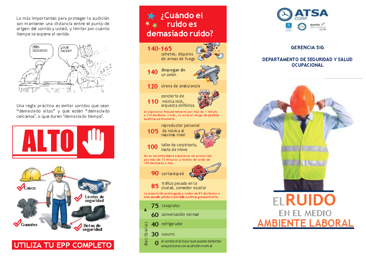 Boletin triptico ruido ATSA - ####### Lo más importantes para proteger ...