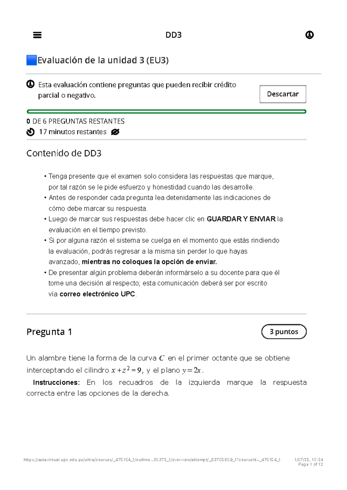 DD3 Evaluación de la Unidad 3 (EU3) - Preparación Presencial - Studocu