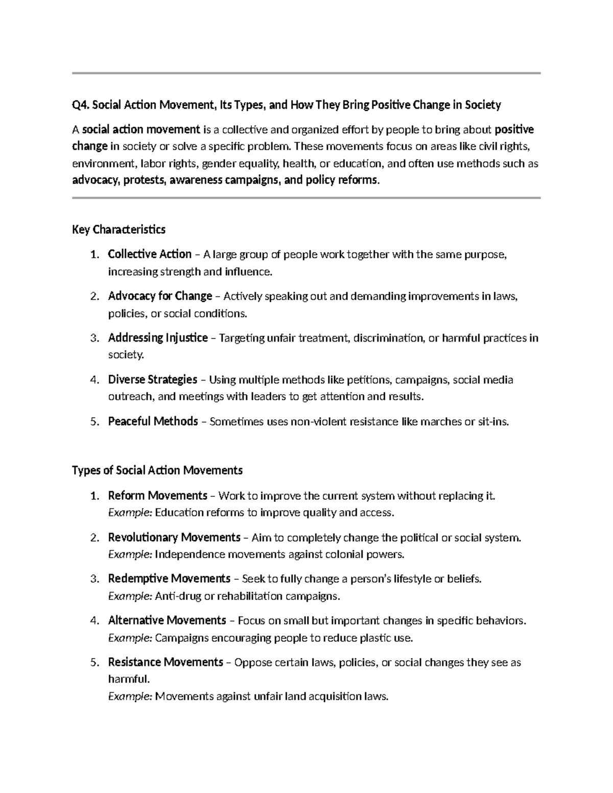 Q4. Social Action Movements: Types & Their Positive Impact on Society ...