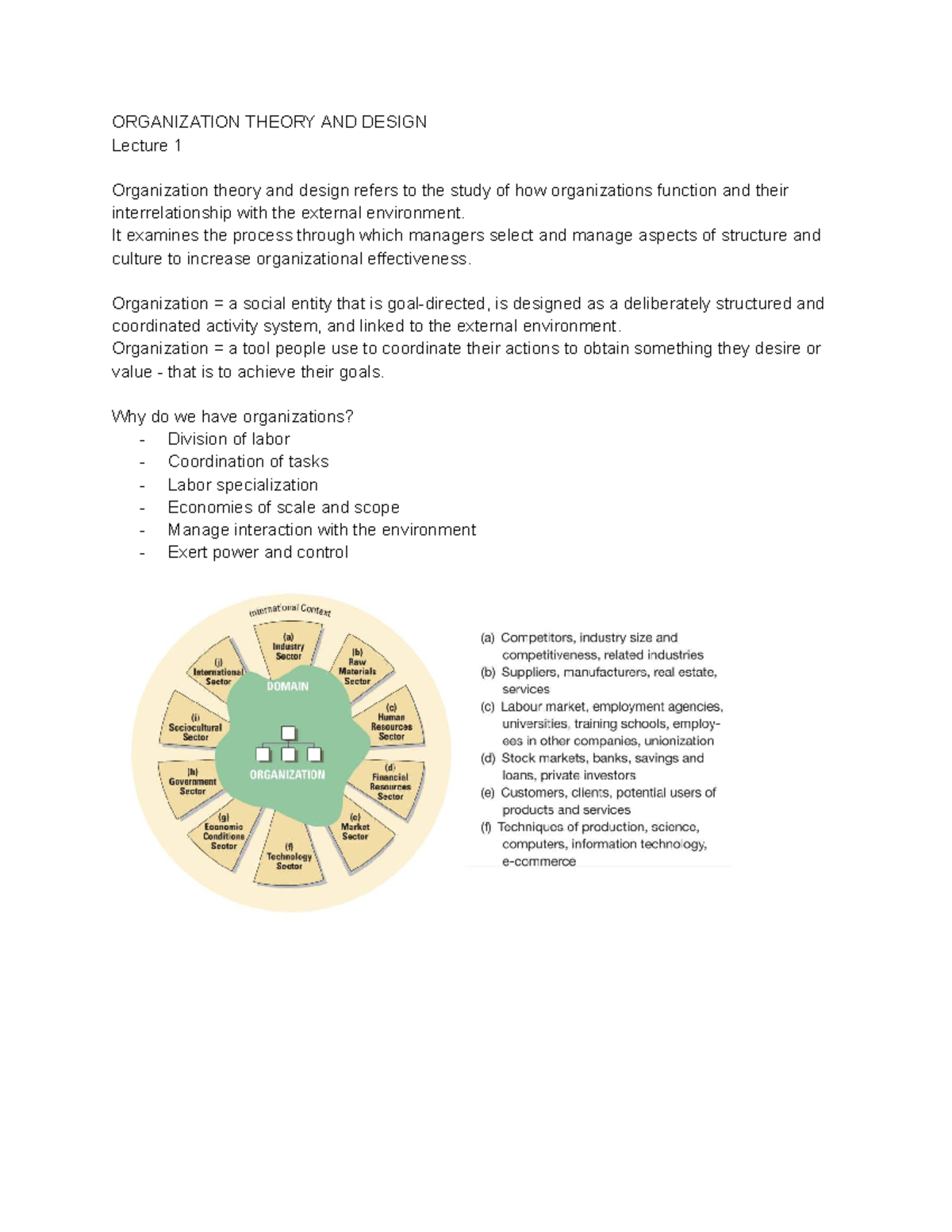 Organization Theory and Design (Lecture 1-3) Overview and Key Concepts ...