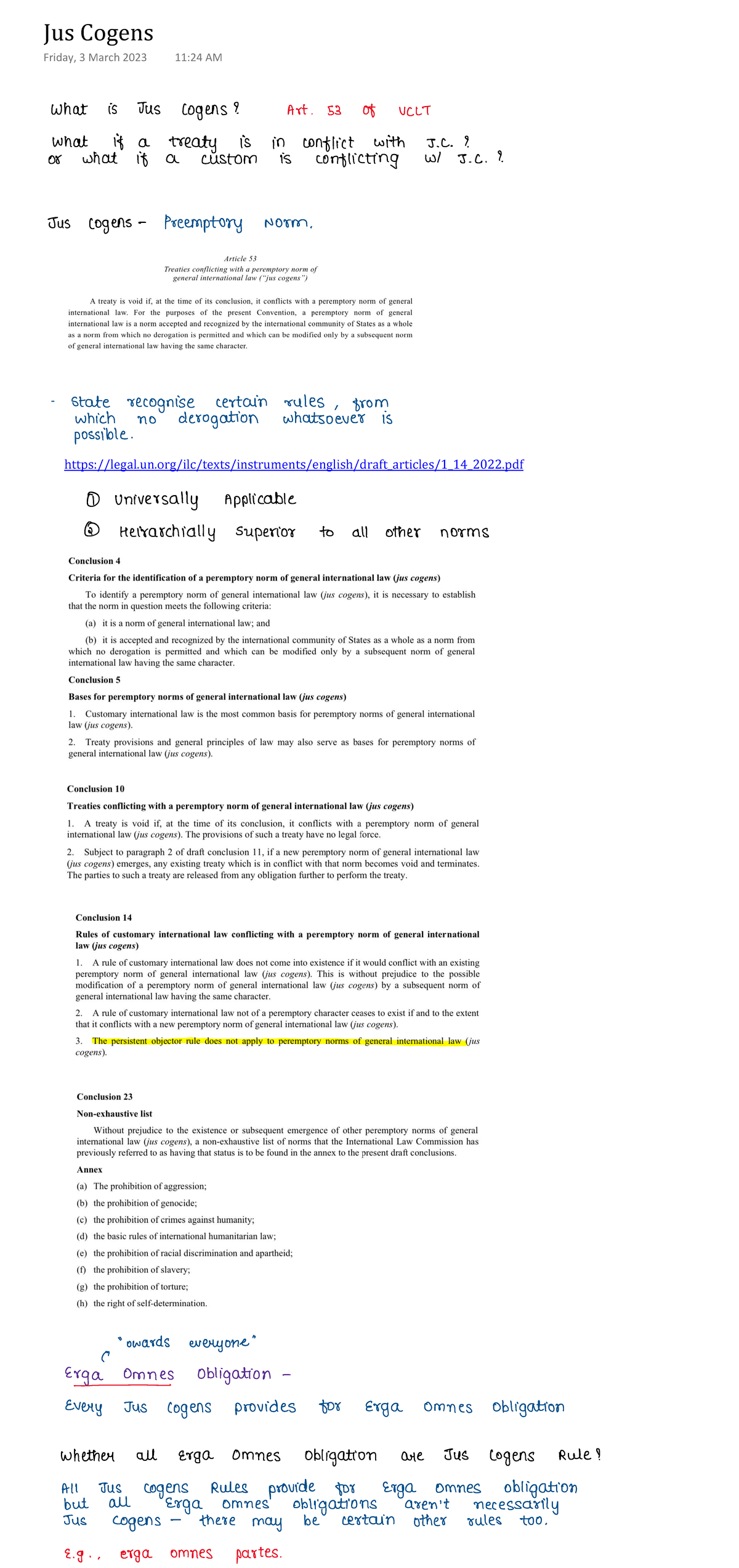 Jus Cogens: Understanding Peremptory Norms in International Law - Studocu