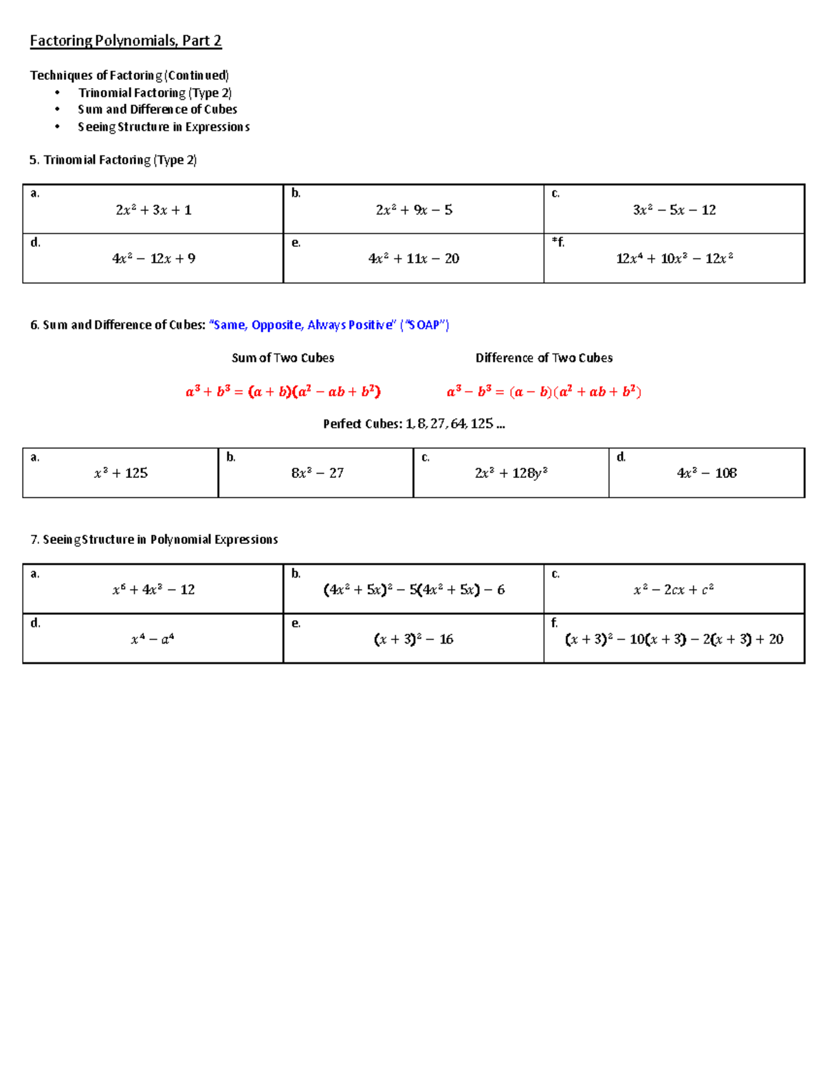03 Factoring Polynomials, Part 2: Techniques & Trinomial Factoring ...
