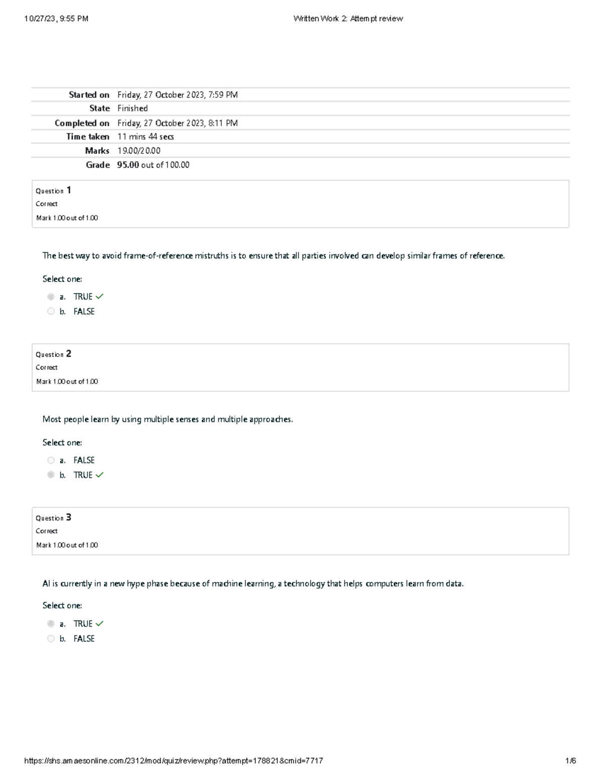 Written Work 2: Assessment Insights and Answer Explanations - Studocu