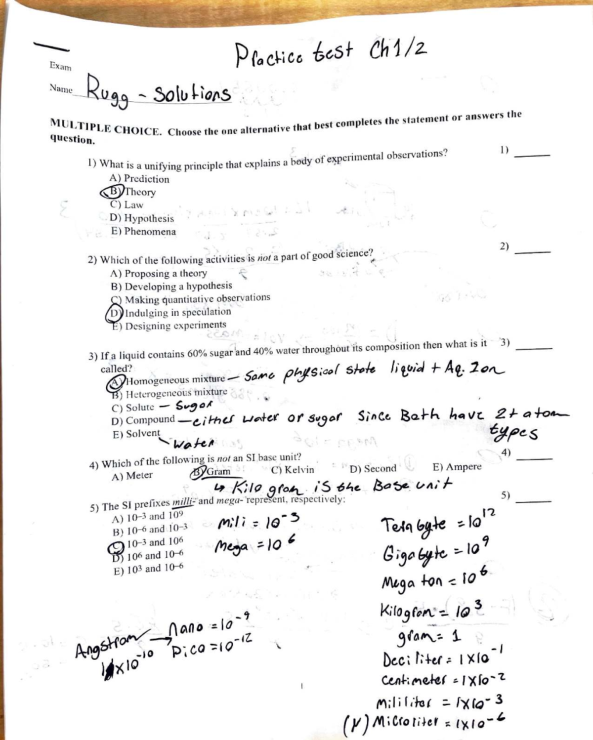 Chemistry Quiz Study Guide: Concepts & Answer Key (CHEM 101) - Studocu