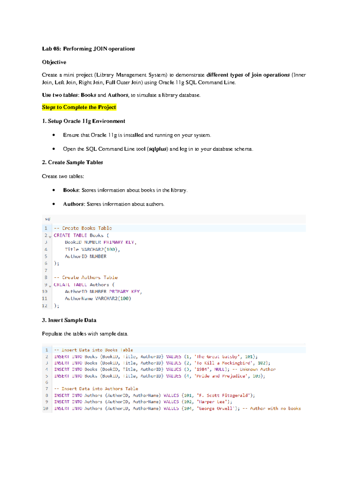 Lab 09: Join Operations in Library Management System Project - Studocu