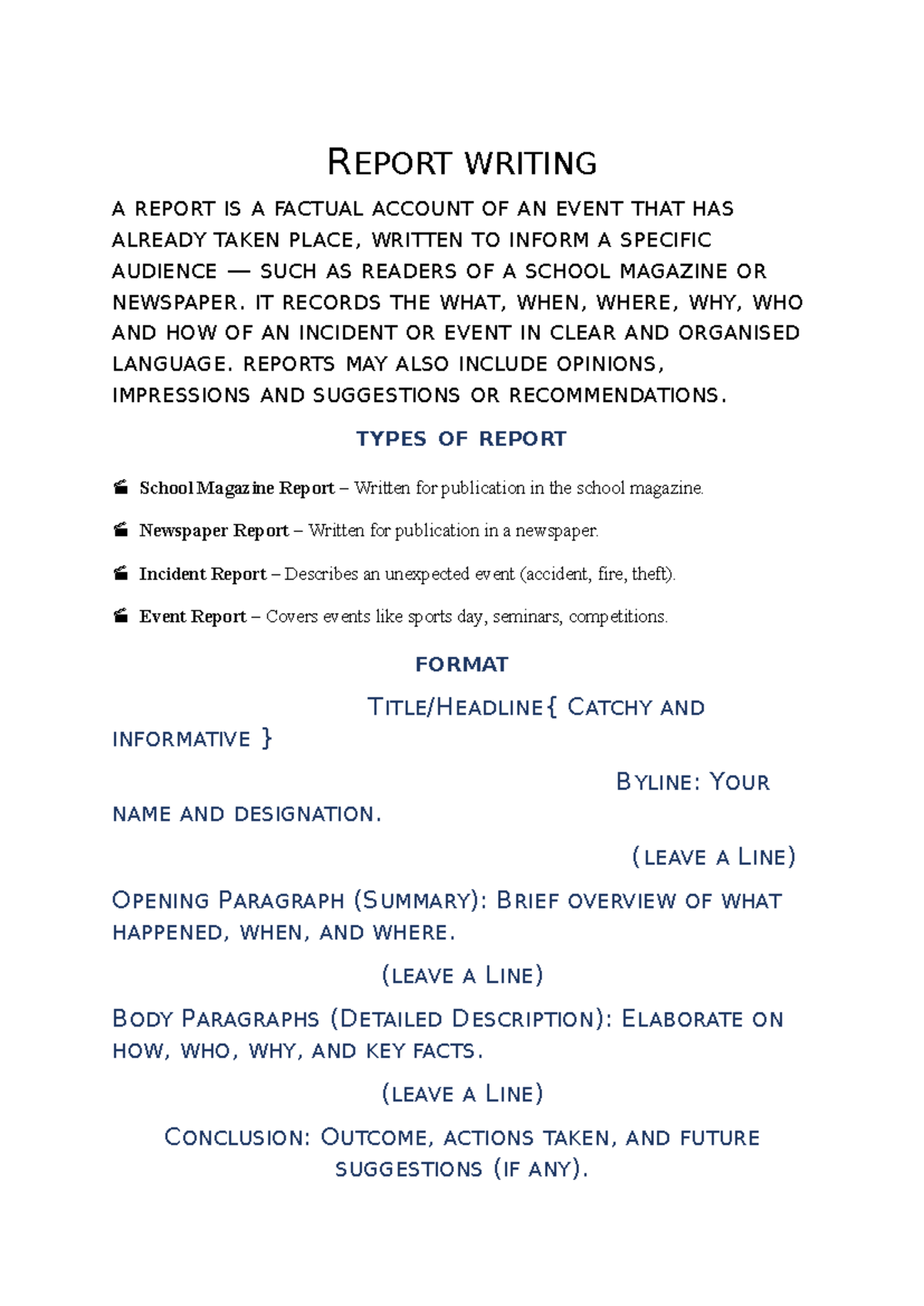 Report Writing - ITC: A Guide to Crafting Effective Reports - Studocu