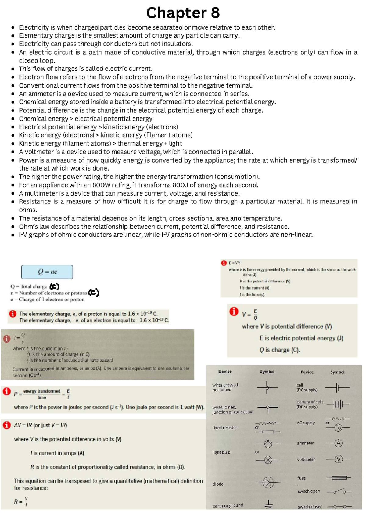 Chapter 8: Electricity - Understanding Current, Voltage, and Resistance ...