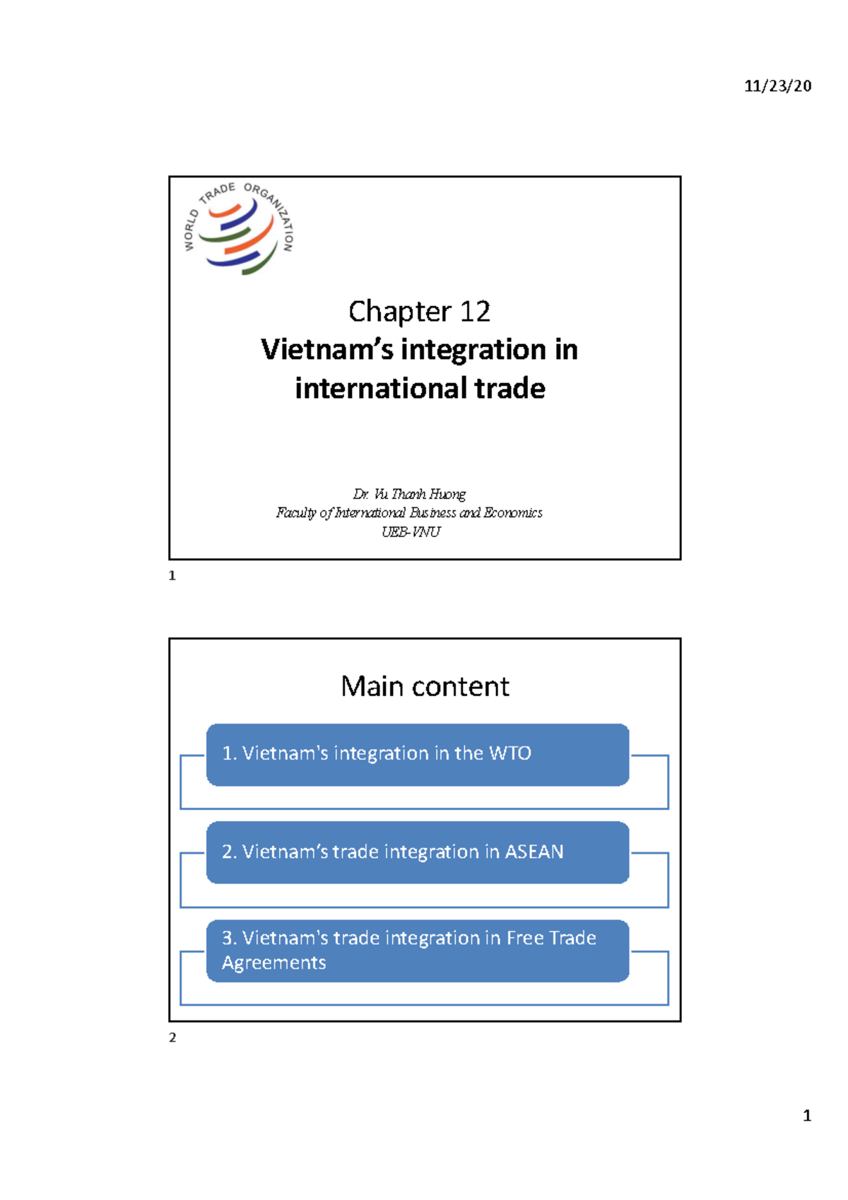 Chapter 12 WTO - International Business document - 1 1. Vietnam's ...