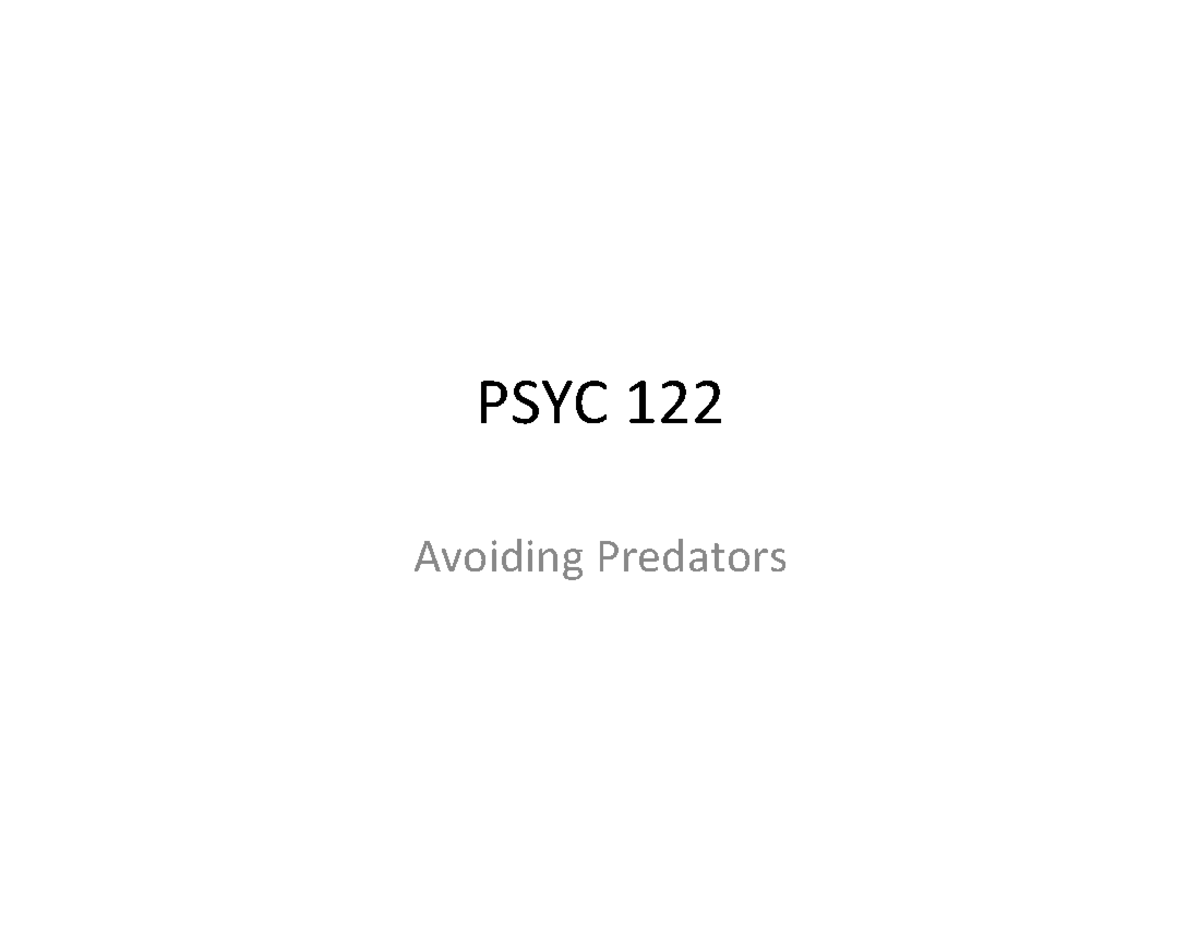 PSYC 122 Lecture 4: Techniques for Avoiding Predators and Crypsis - Studocu