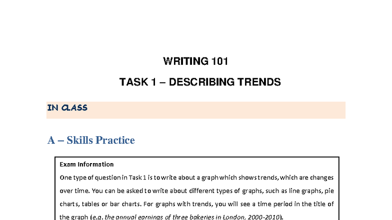 WRITING 101 TASK 1: DESCRIBING TRENDS IN GRAPHS - Studocu