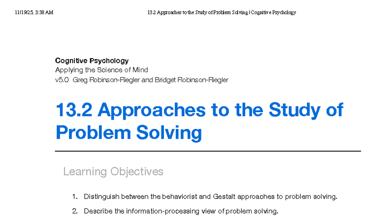 Cognitive Psychology 13.2: Exploring Problem Solving Approaches and ...