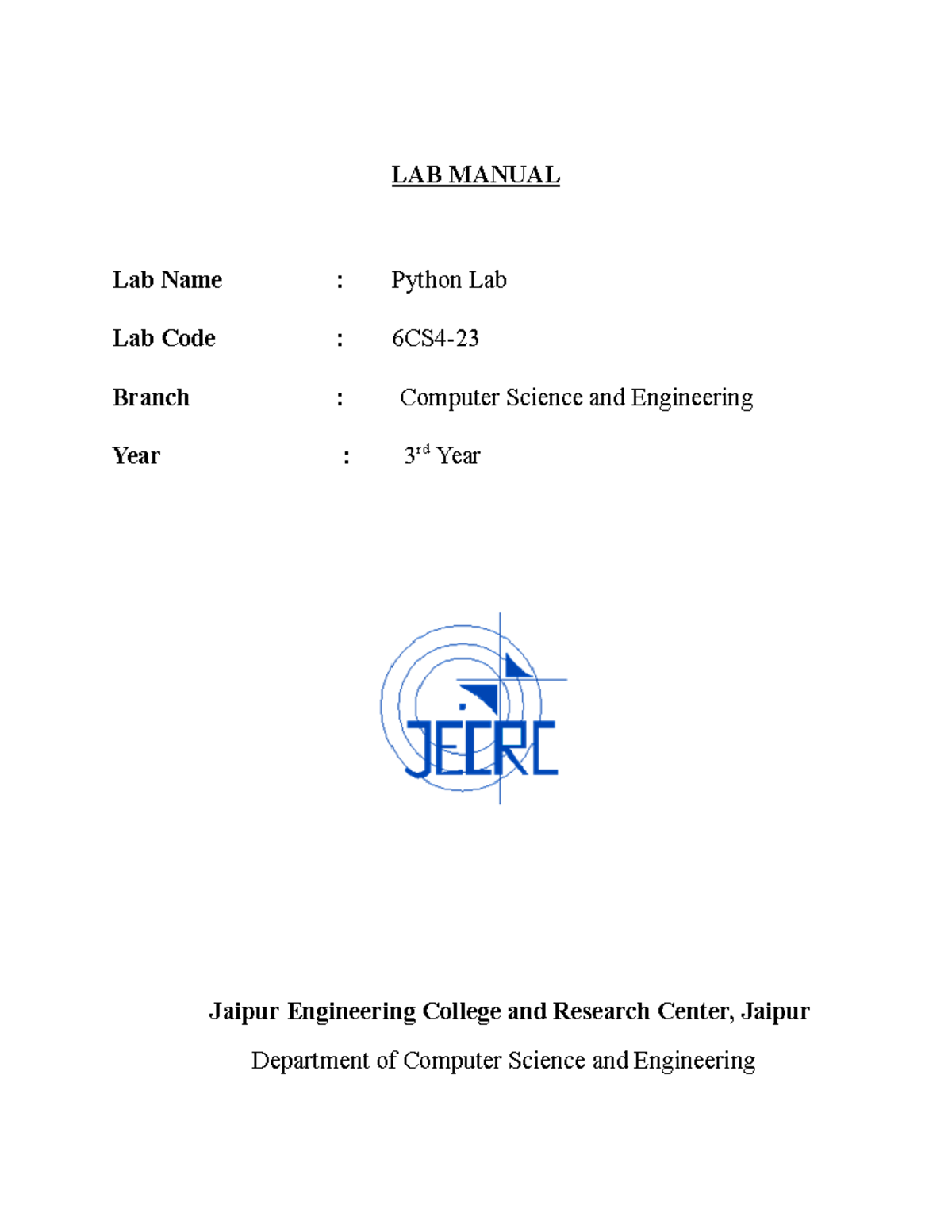 Python Lab Manual 6CS4 for Computer Science - 2021-22 - Studocu