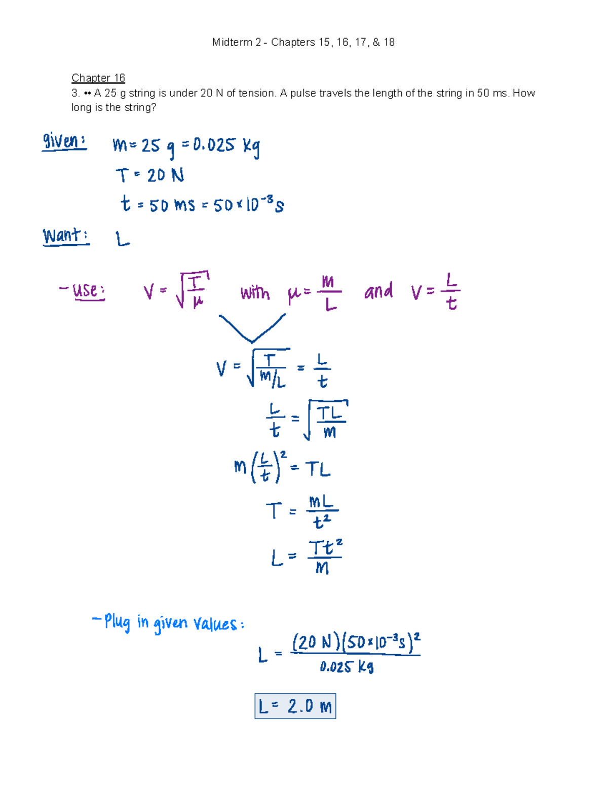 Midterm 2 Review: Chapters 15-18 Problem Solutions - Studocu