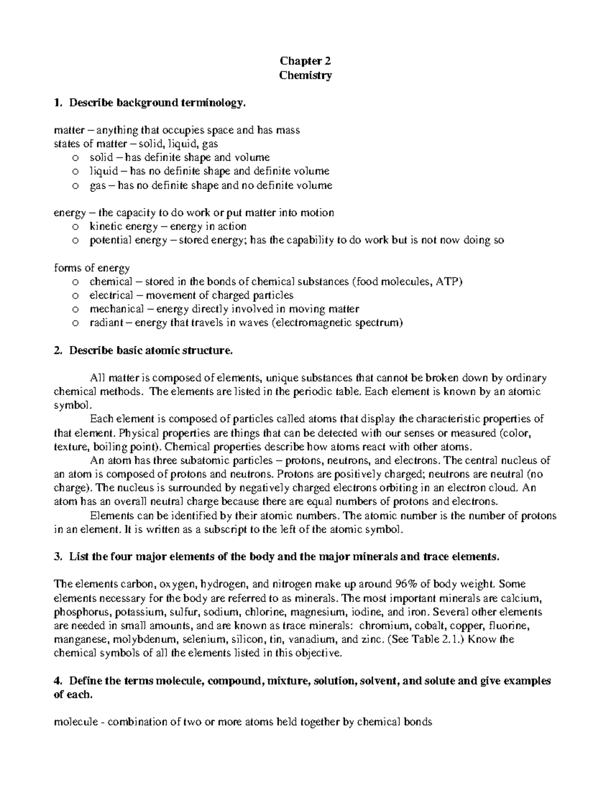 Chemistry Chapter 2 Notes: Matter, Atomic Structure & Bonds - Studocu