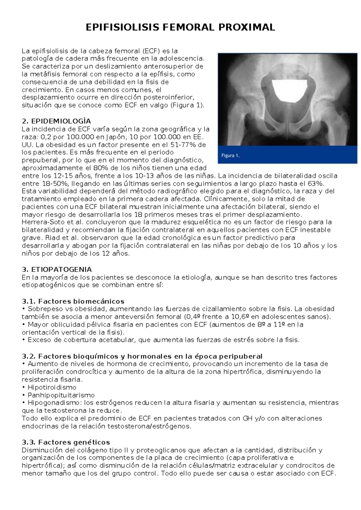 EPIFISIOLISIS FEMORAL PROXIMAL: Epidemiología y Tratamiento (ECF) - Studocu