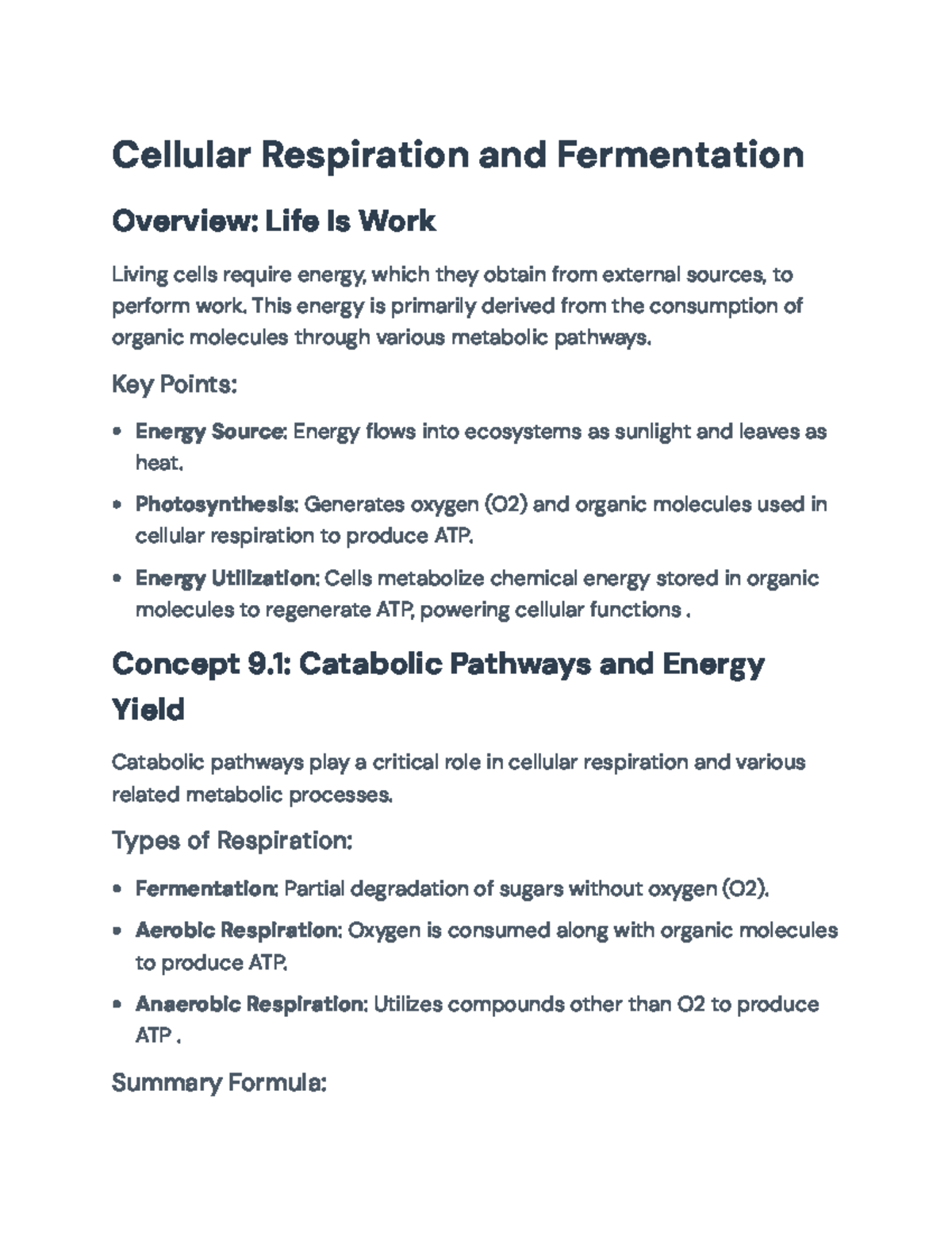 Cellular Respiration & Fermentation Overview (Biology 101) - Cellular ...