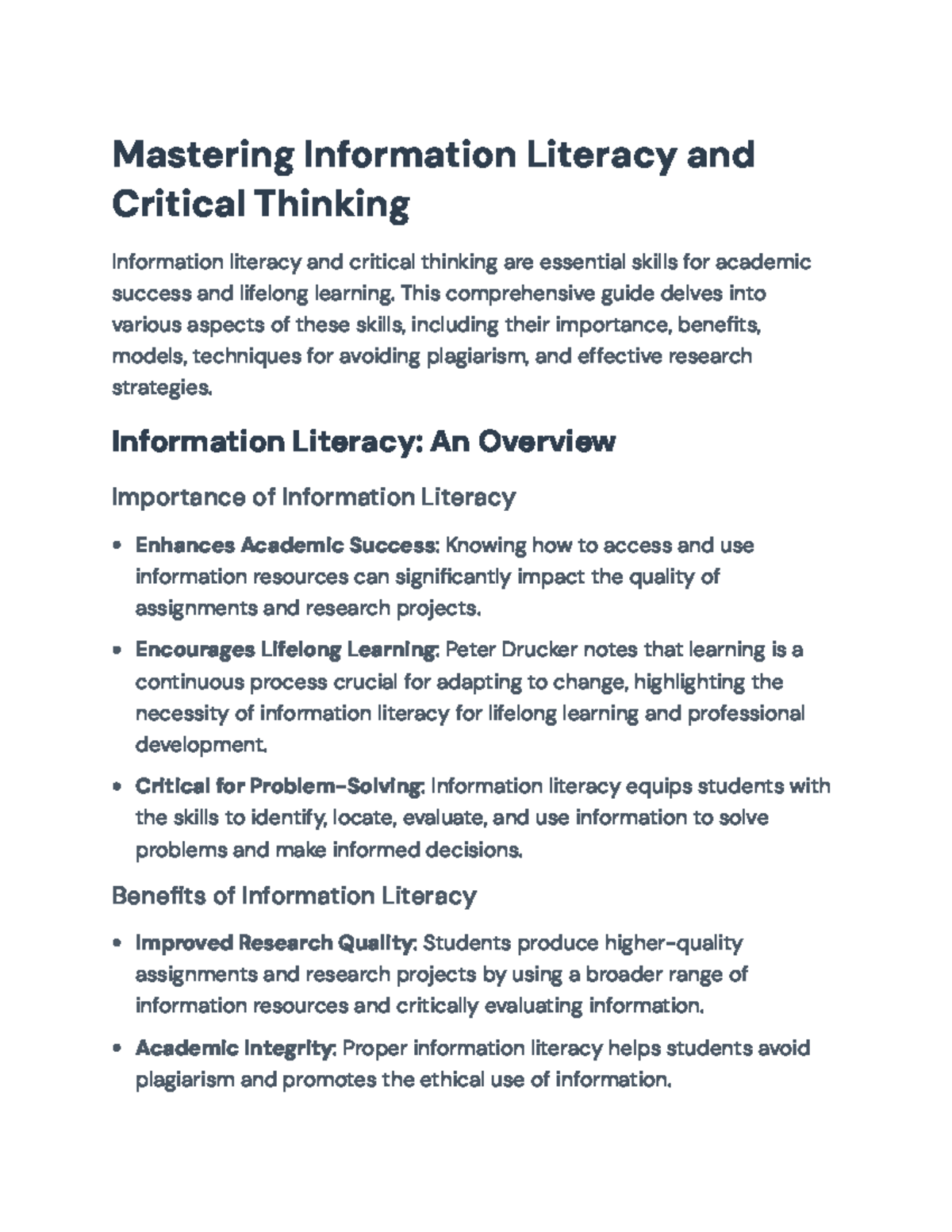 Mastering Information Literacy & Critical Thinking Skills for Success ...