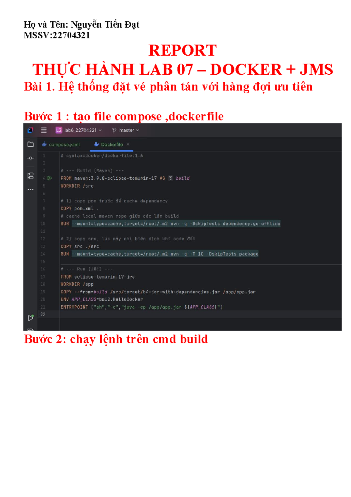Báo cáo Thực Hành Lab 07: Hệ Thống Đặt Vé Phân Tán với Docker JMS - Studocu