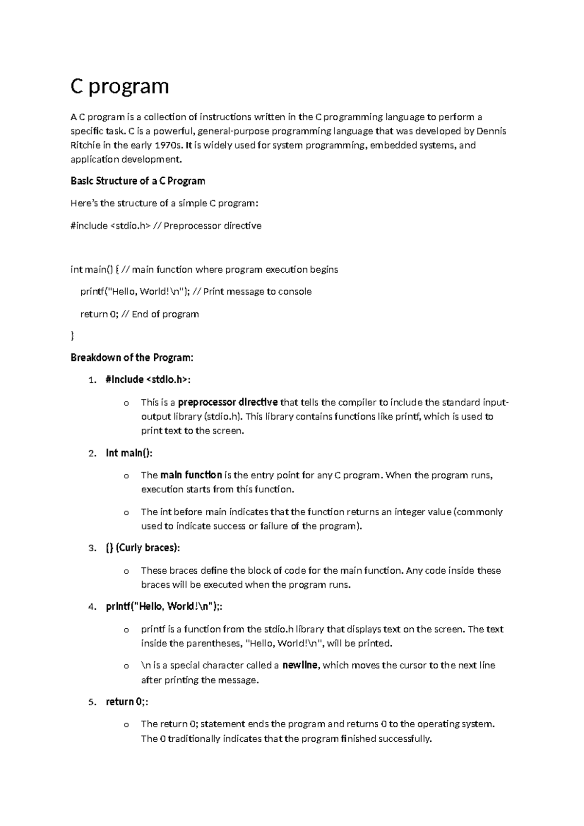 C program - C is a powerful, general-purpose programming language that ...