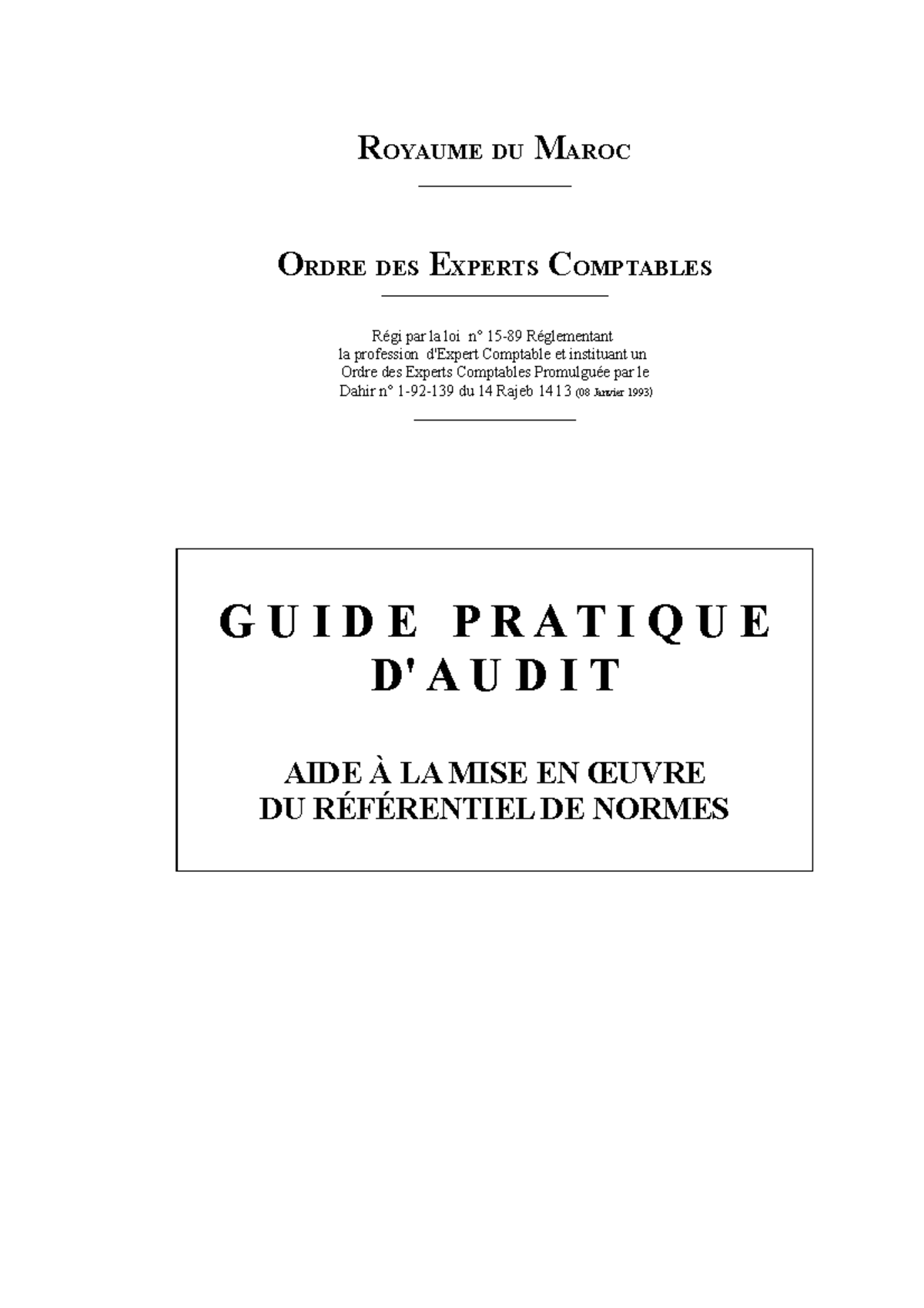 Guide Pratique de l'Audit - OEC Maroc (Normes et Missions) - Studocu