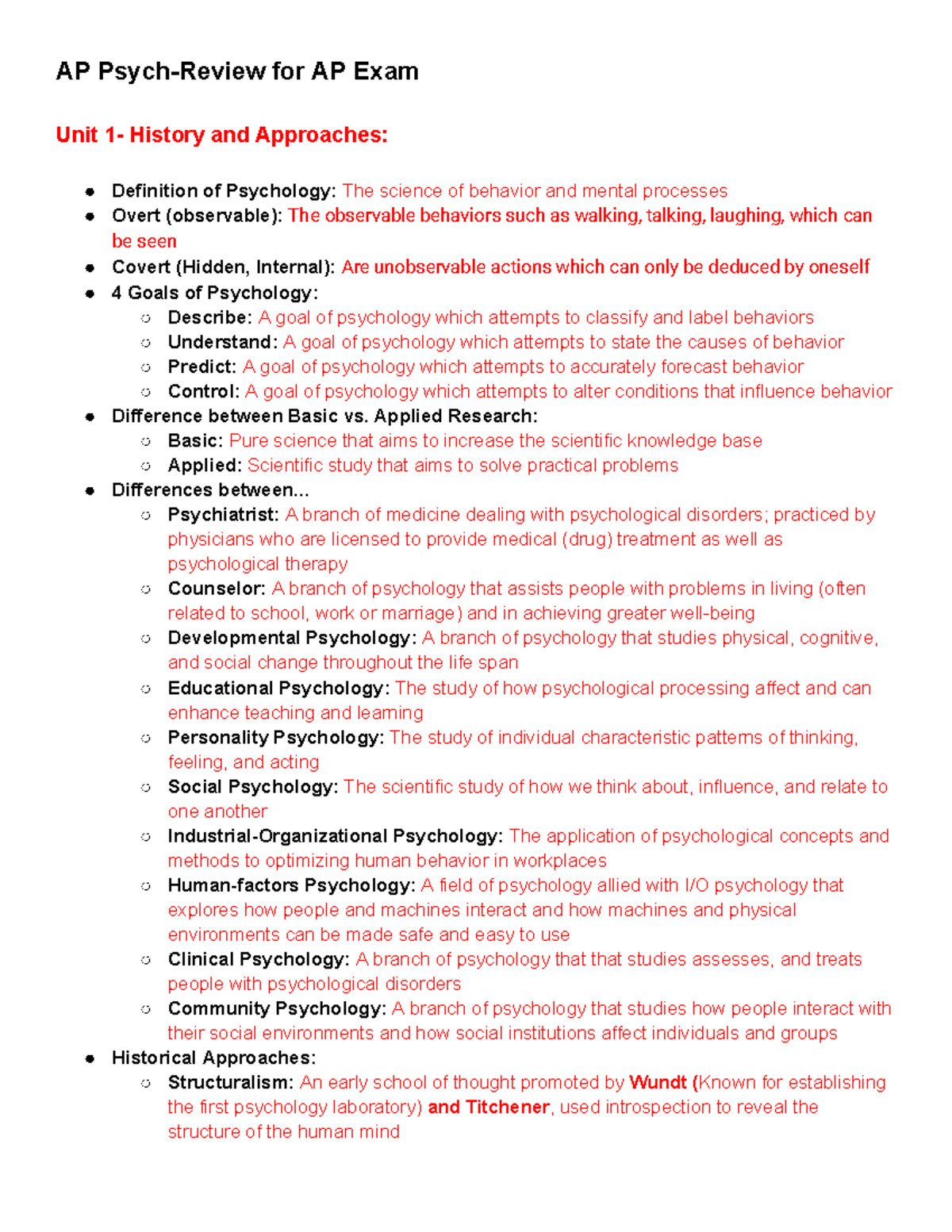 AP Psych Review: Comprehensive Guide for Exam Prep - Studocu