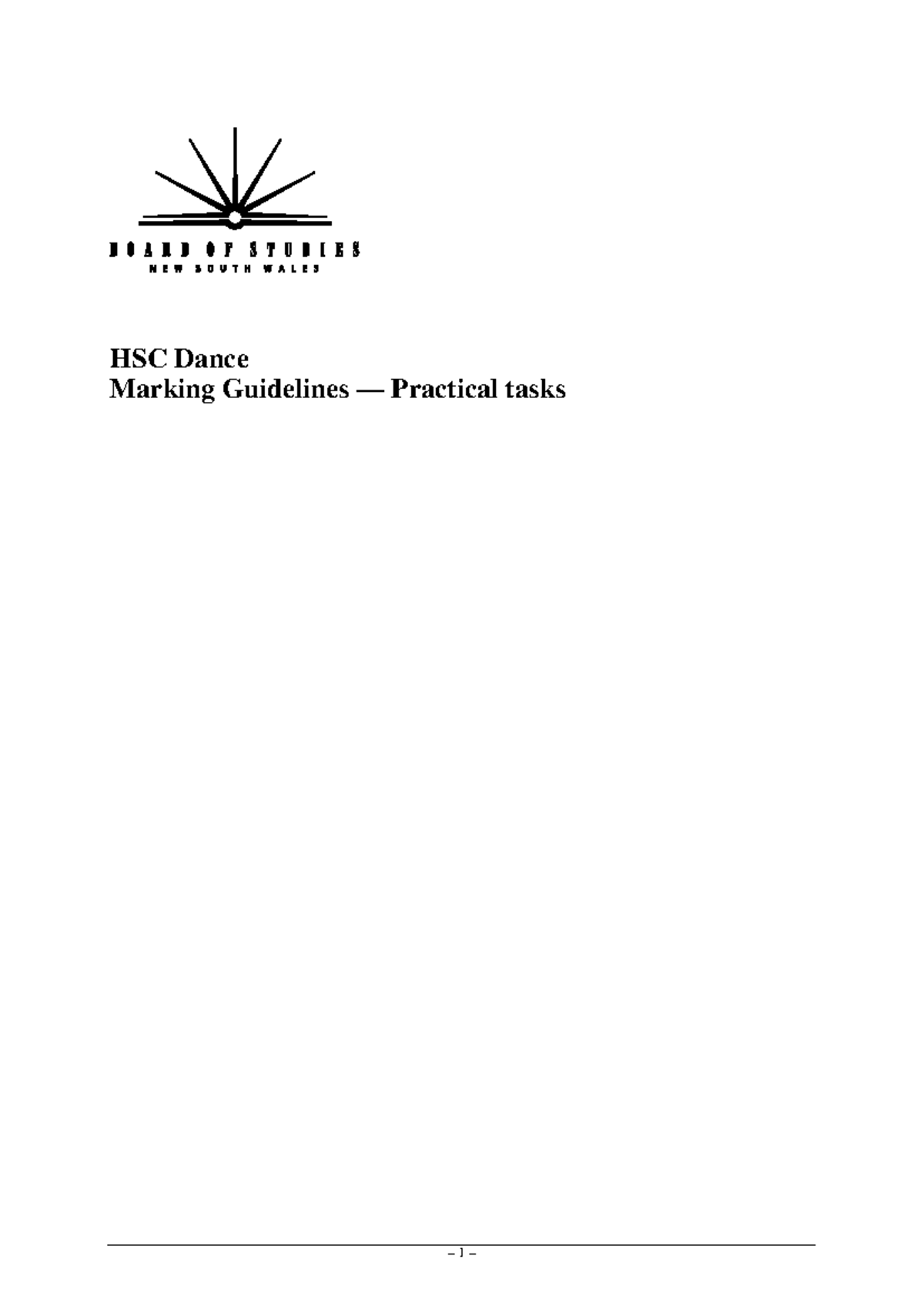 HSC Dance Marking Guidelines for Practical Tasks (2010) - Studocu