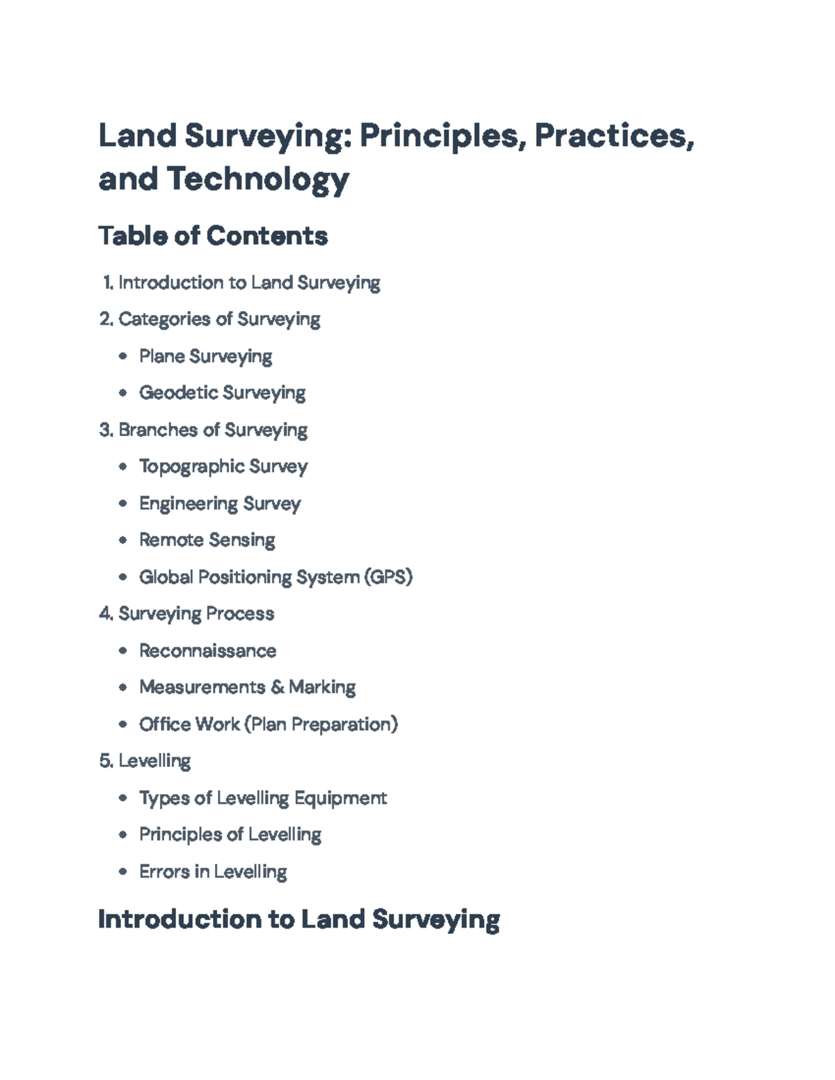 Land Surveying: Principles, Practices, and Technology Overview - Land Surveying: Principles ...