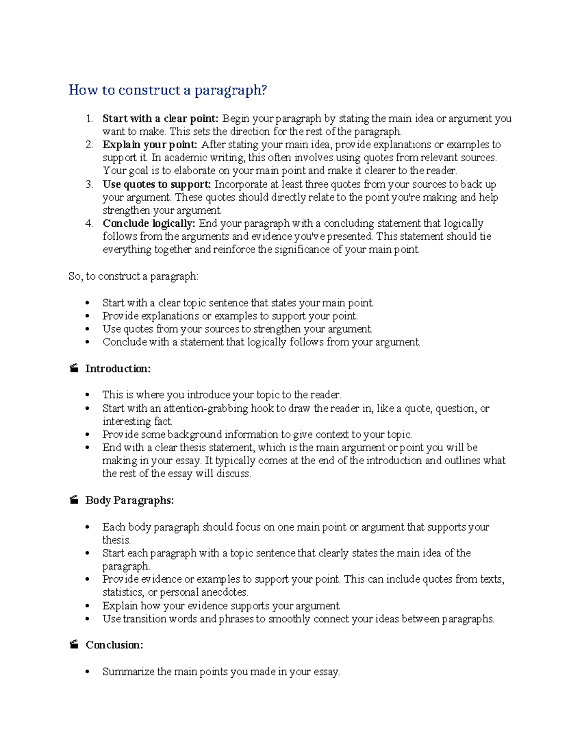 Essay Guide: Constructing Effective Paragraphs for Writing Success ...