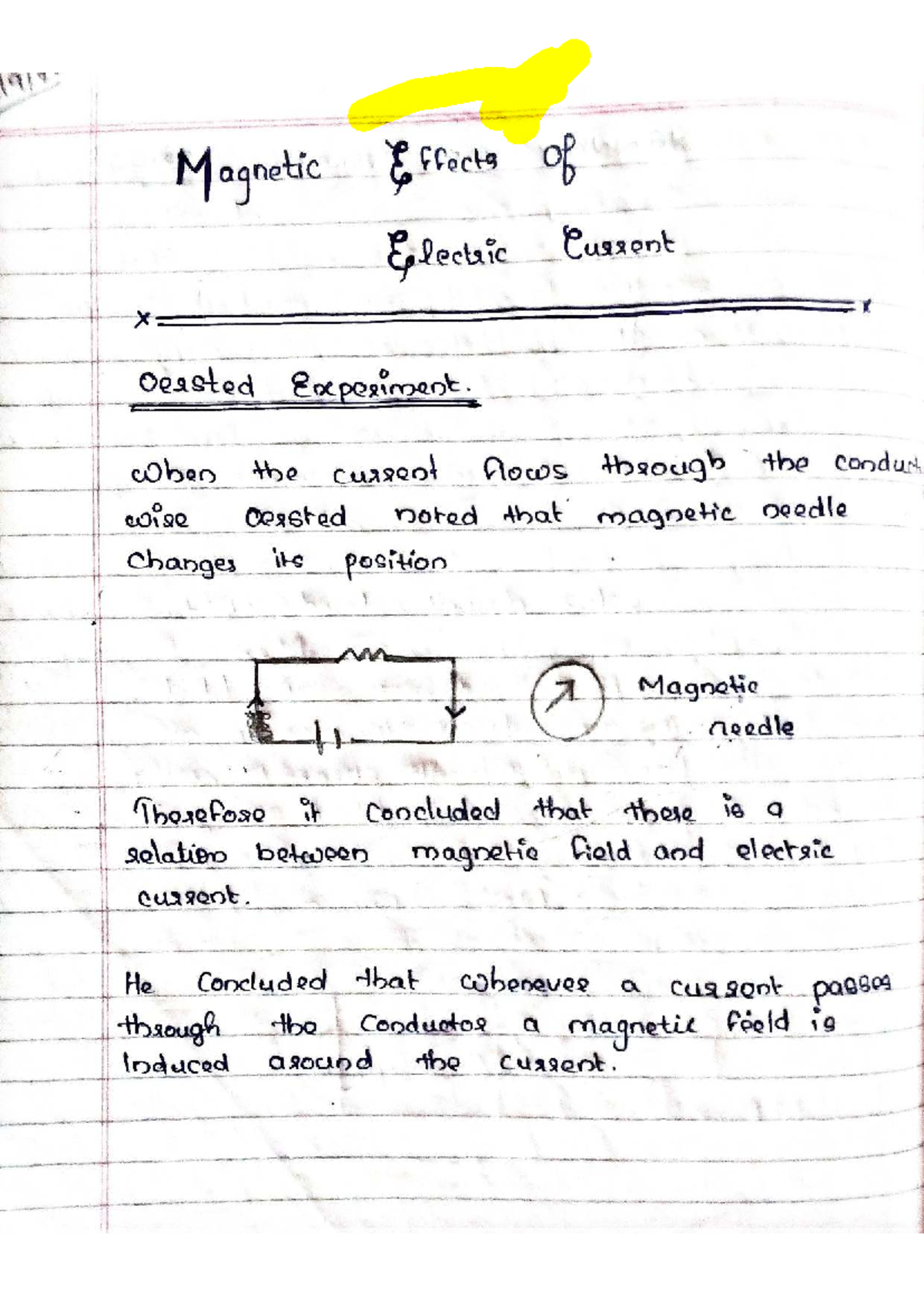 Class 10 Physics: Magnetic Effects of Electric Current Notes - Studocu