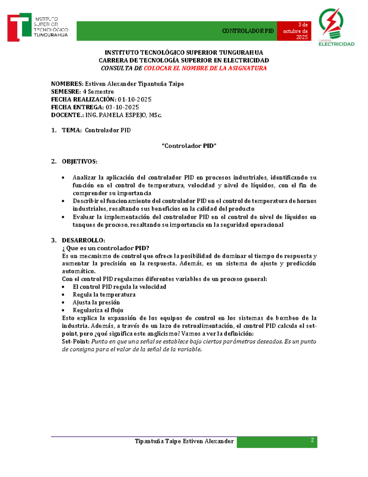 CONTROLADOR PID: Aplicaciones en Procesos Industriales - TECNOLOGÍA ...
