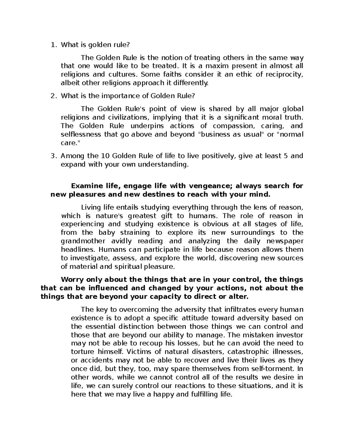 Understanding the Golden Rule: Key Principles and Importance - Studocu