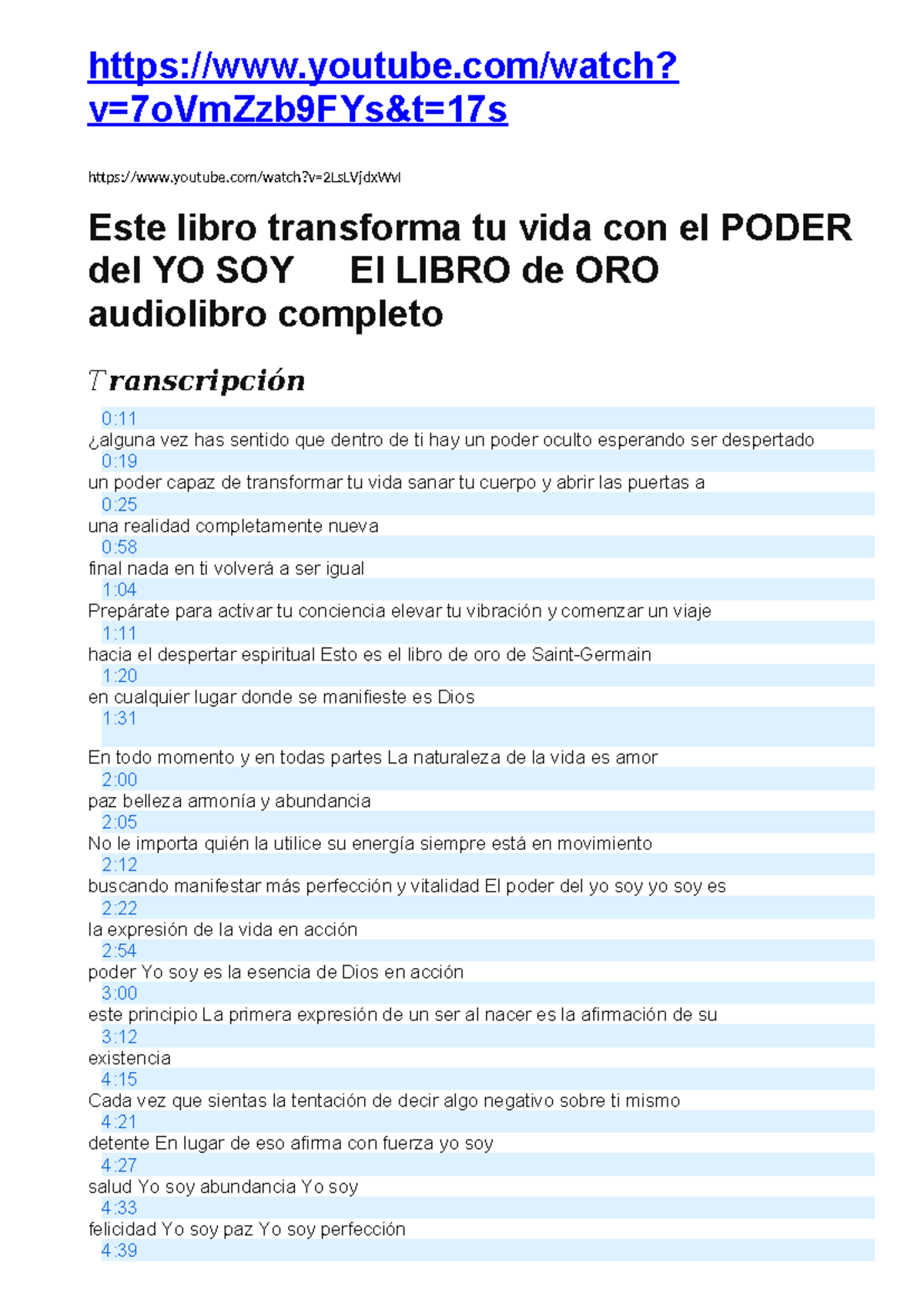 Transforma tu Vida con el Poder del Yo Soy: El Libro de Oro - Studocu
