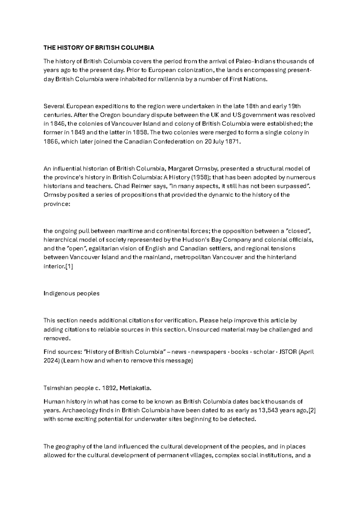 History of British Columbia: From Indigenous Peoples to Confederation ...