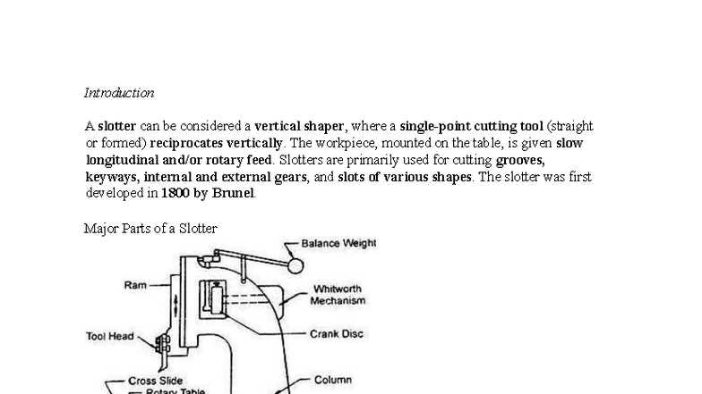Slotter Machine Overview and Applications - Studocu