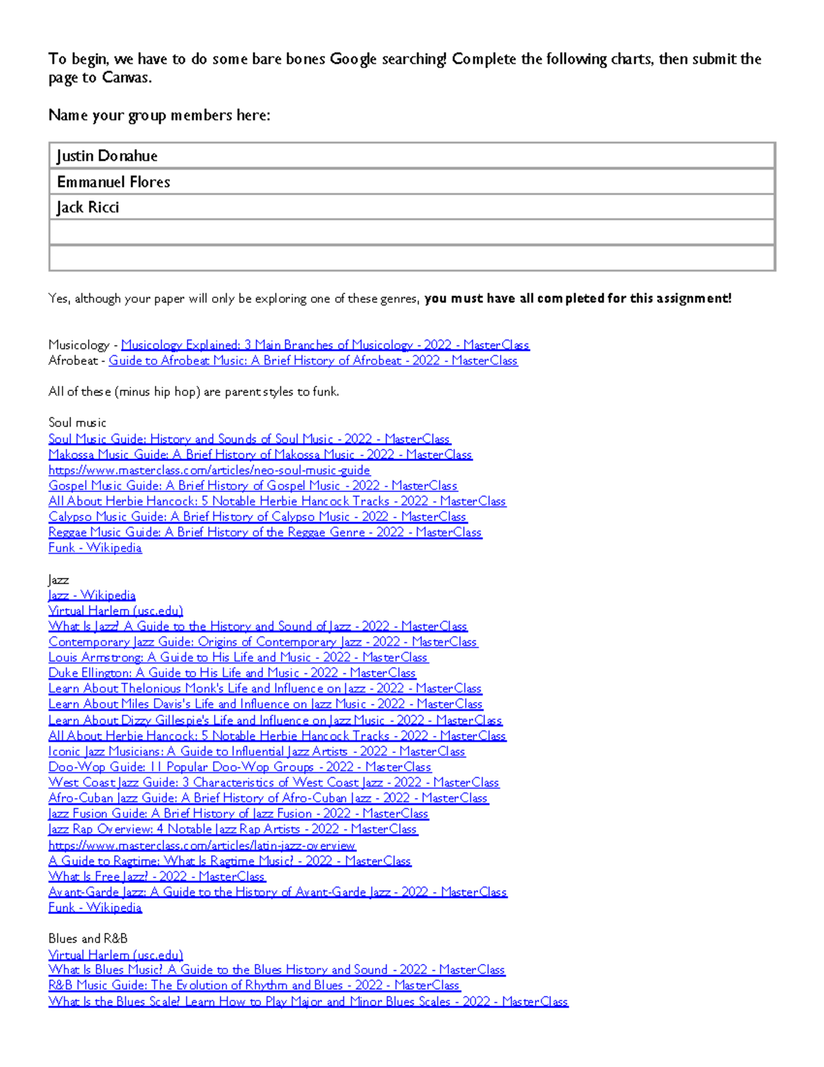 Af Am Presentation Initial Research: Exploring Music Genres and ...
